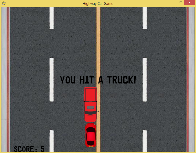 Highway Car Game in Python Free Source Code | SourceCodester